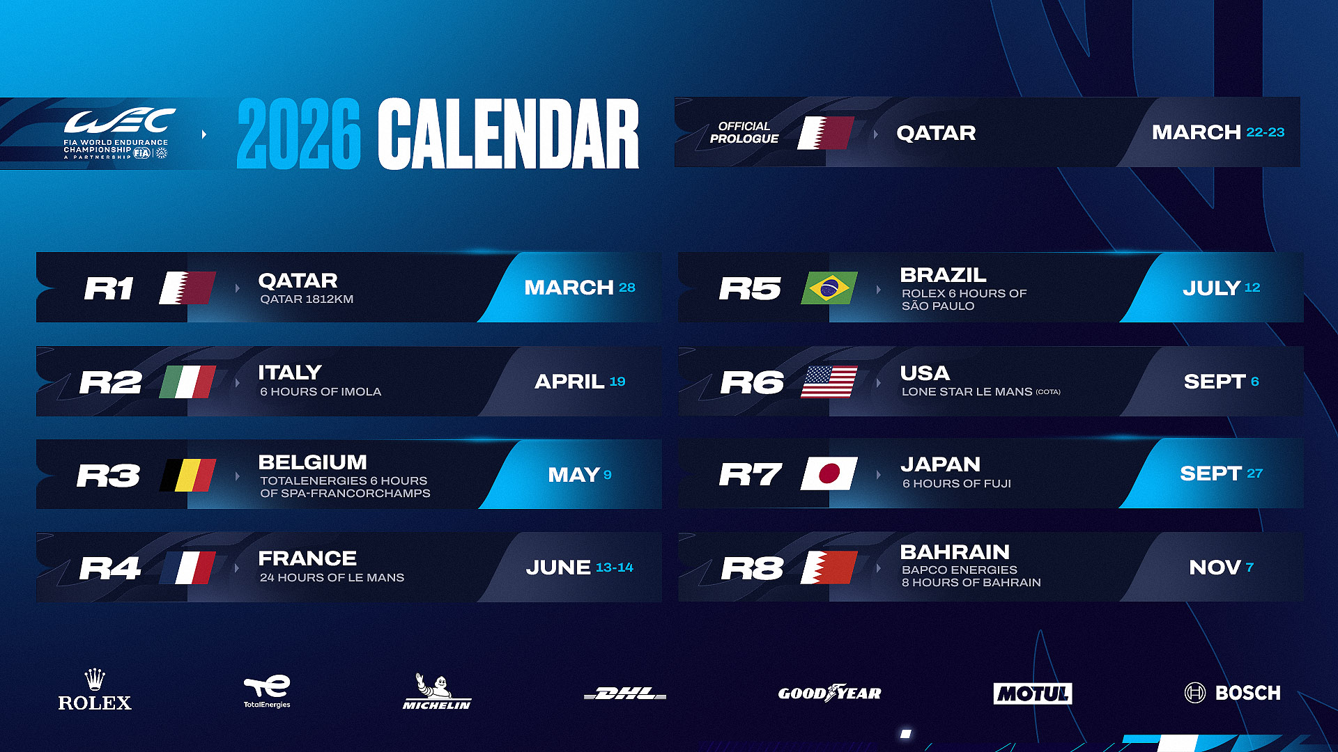 Se presentó el calendario 2026 del WEC. – PLANETA MOTOR CHILE